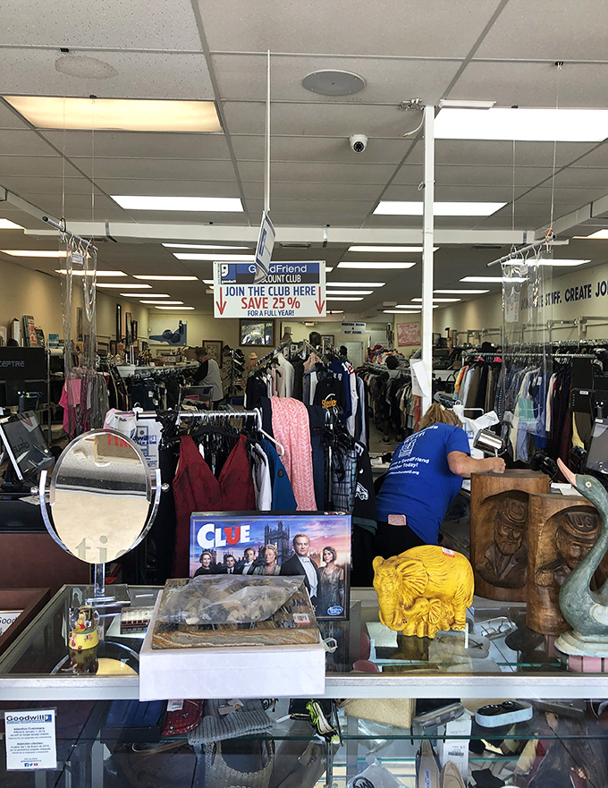 The heart of the operation. Where treasure hunters converge, each aisle promising the possibility of that perfect unexpected find.