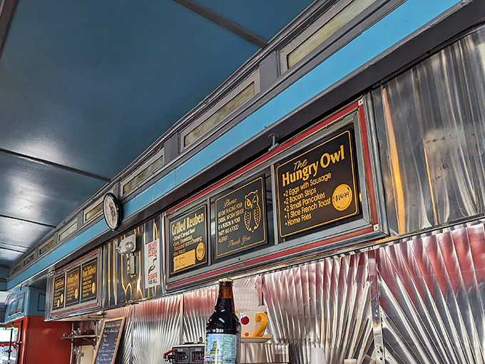 The Hungry Owl special board tempts from above the grill &ndash; these aren't just menu items, they're time-honored traditions served hot.