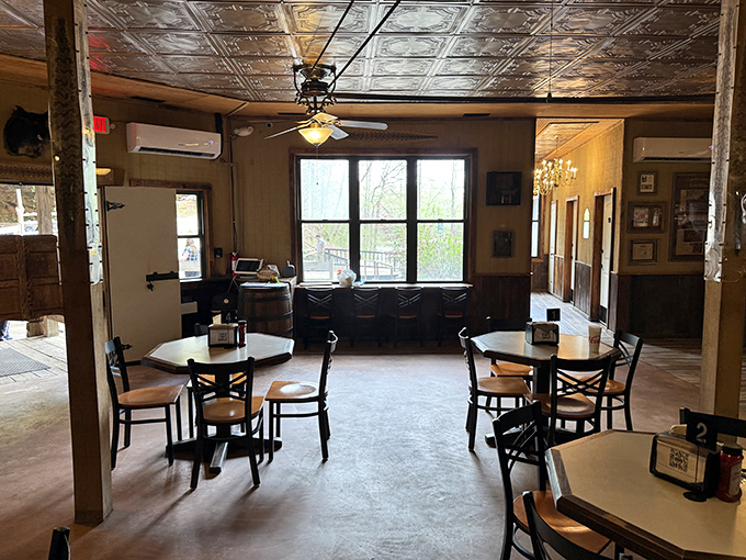 The dining room's interior manages to be both cozy and cavernous&mdash;like eating in your grandmother's kitchen if she happened to live in a really stylish cave.