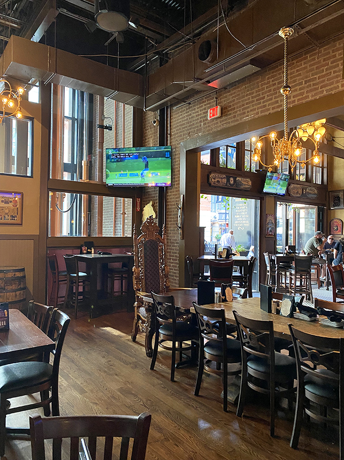 Multi-level dining that feels both intimate and grand - like eating in a stately home.