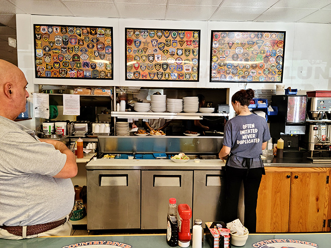 Where the magic happens&mdash;the open kitchen design lets you watch breakfast artists at work. Those patch displays add character you can't manufacture.