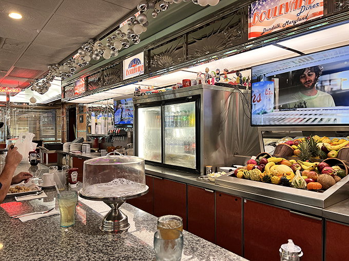 The dessert display case and counter&mdash;where willpower goes to die and where "I'll just have coffee" turns into "Well, maybe just a slice of pie."