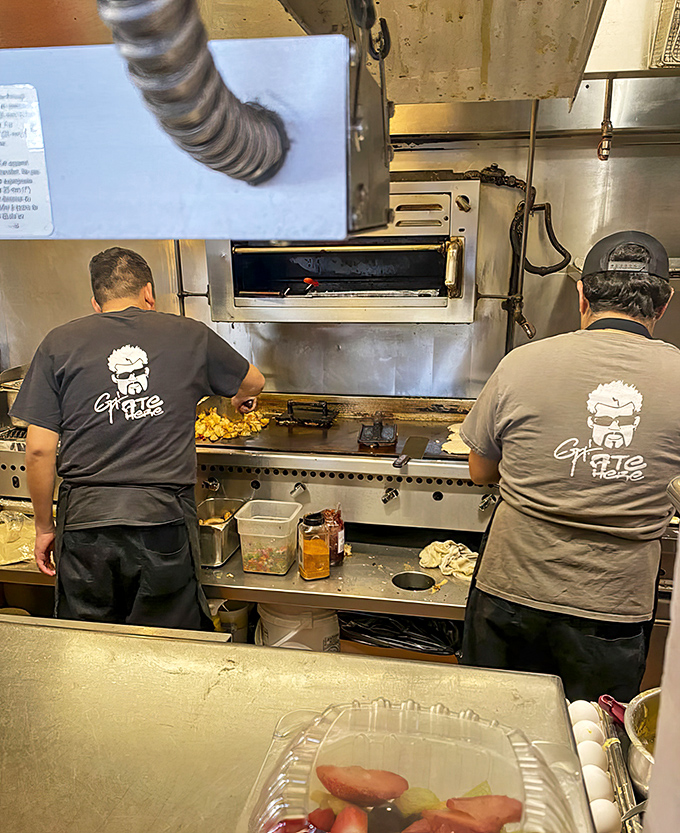 Kitchen choreography in action! The dance of breakfast preparation happens behind the scenes, where magic meets efficiency.