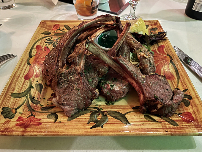 Lamb chops arranged like a meaty crown&mdash;a dish so regal it deserves its own noble title and small principality.