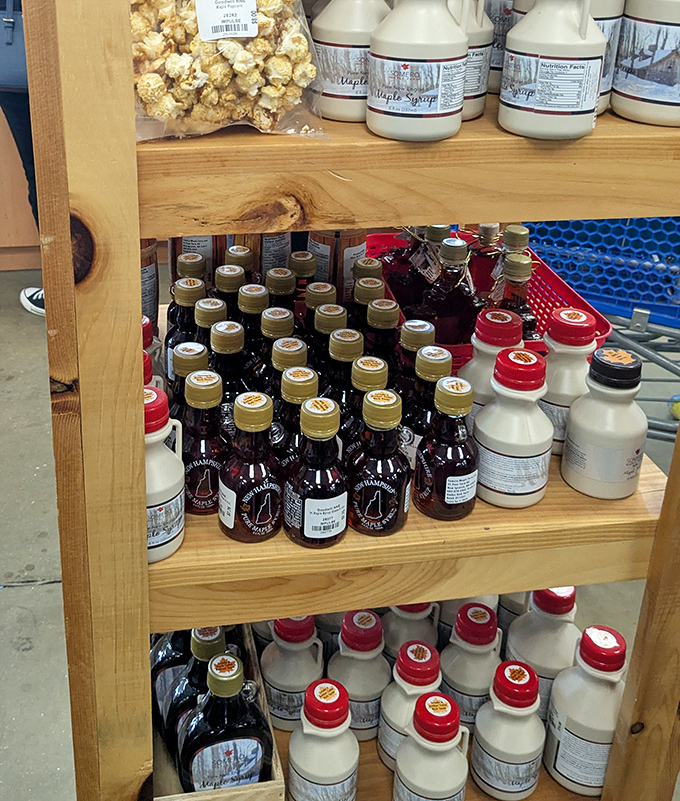 Even local food products find their way to Goodwill shelves. New Hampshire maple syrup&mdash;liquid gold that makes pancakes weep with joy.