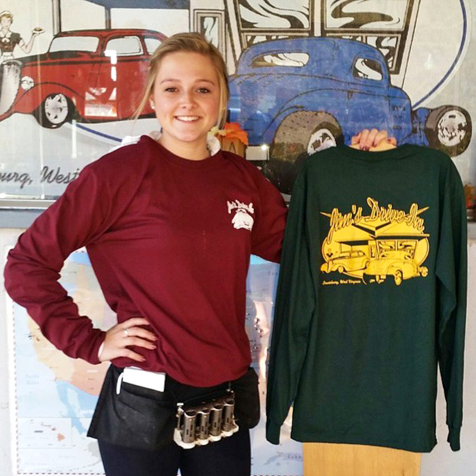 Jim's Drive In merch - because sometimes wearing your food loyalty on your sleeve is the most honest fashion statement.