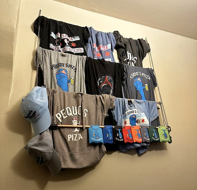 Pizza passion extends to merchandise. Those blue whale logos have become badges of honor for deep dish devotees across the country.