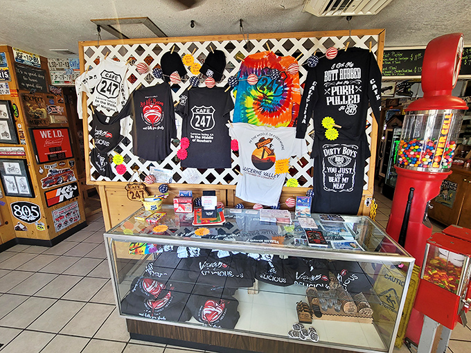 Wearable souvenirs that let you take the Cafe 247 attitude home. T-shirts proudly proclaiming your membership in this exclusive roadside culinary club.