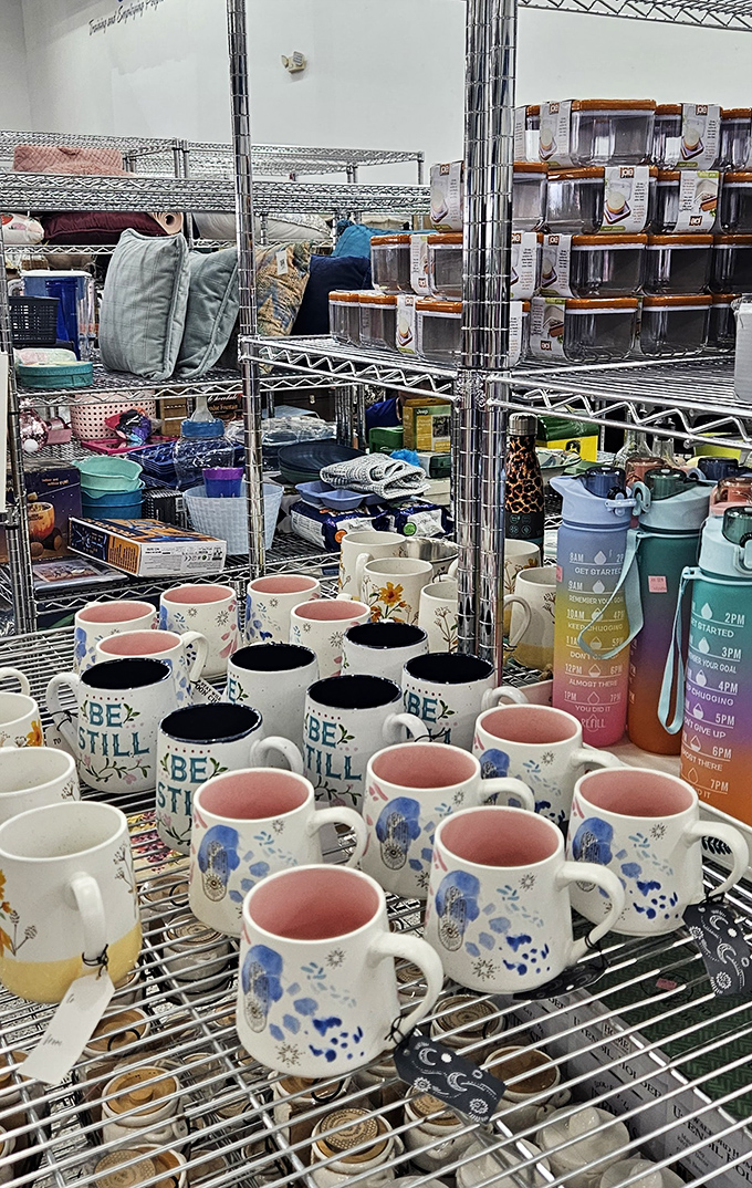 Mug collectors, rejoice! Those "Be Still" mugs and floral beauties cost pennies on the dollar compared to similar styles at trendy boutiques.