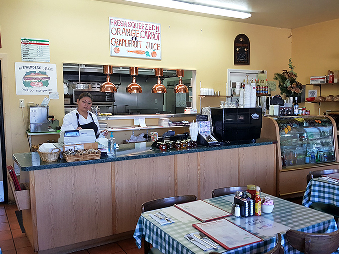 Where the magic happens&mdash;fresh-squeezed juices and friendly faces await. The kitchen pass is like a portal to flavor country.