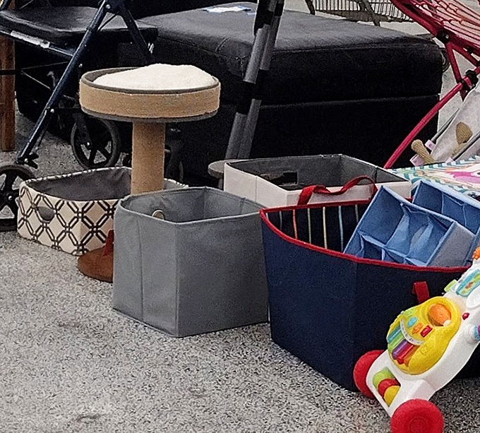 Storage solutions that spark both joy and practicality. These colorful bins have held everything from holiday decorations to college dorm essentials in their previous lives.
