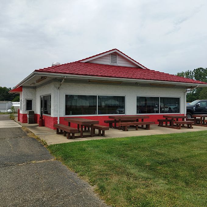 Outdoor picnic tables where summer memories are made, one sauce-stained napkin at a time.