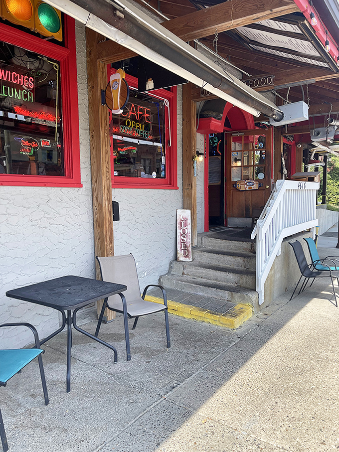 The humble entrance belies the treasures within. Those red-trimmed windows have witnessed countless hungry arrivals and satisfied departures over the years.