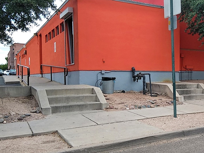 The side entrance with its desert-appropriate landscaping &ndash; fashion's back door for those in the know.