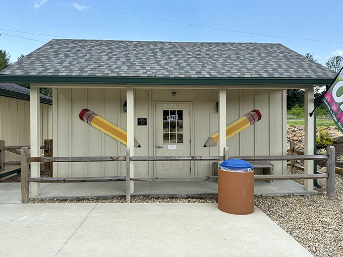 The museum's current home welcomes visitors with giant pencils flanking the entrance - subtle it is not, delightful it certainly is!