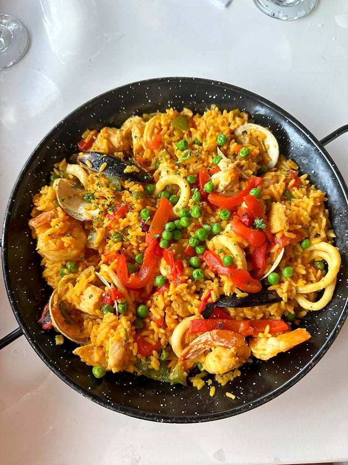 Paella that's worth the 45-minute wait&mdash;a vibrant Spanish fiesta where each grain of saffron rice has invited sea creatures to the party.