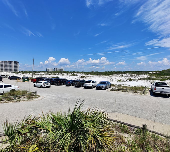 Parking lot with a view! Even your car gets to enjoy prime real estate at Henderson Beach State Park.