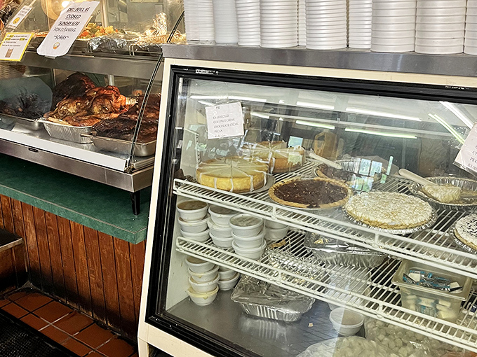 The dessert case of temptation. After conquering mountains of barbecue, somehow you'll still find room for a slice of homemade pie.