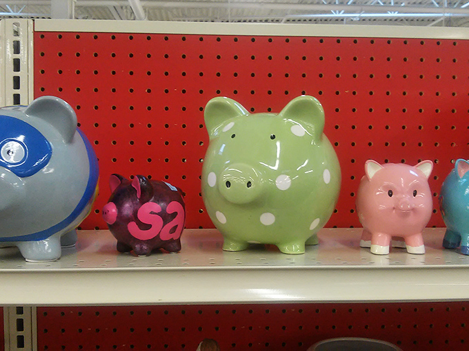 The piggy bank collection: where saving money starts with spending just a little on a ceramic friend to guard your loose change. 