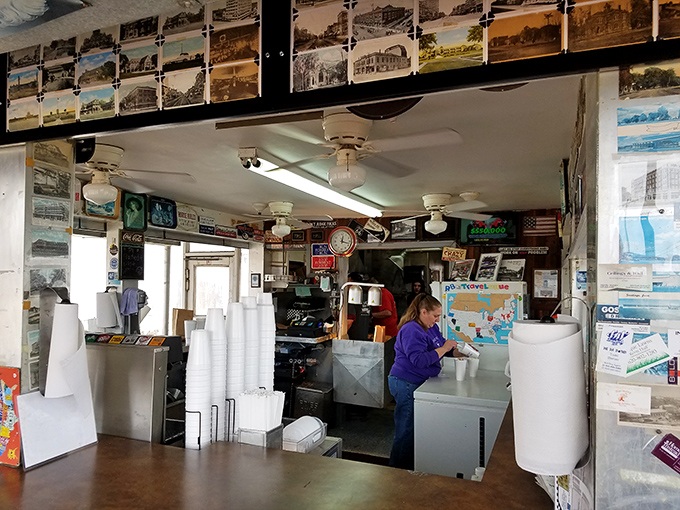 More history on these walls than in some museums. The collection of postcards and memorabilia creates a timeline of Hutchinson through the decades.