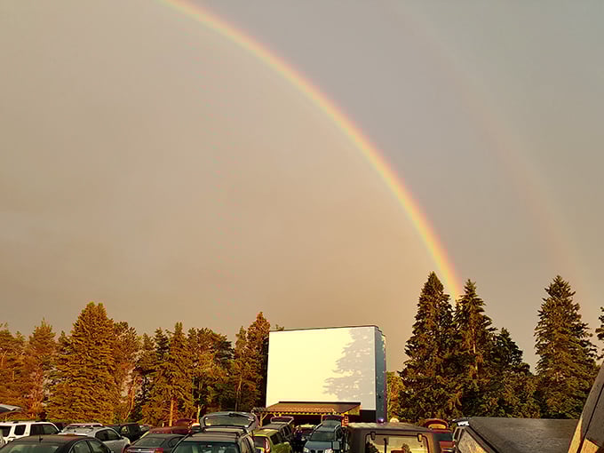 Even Mother Nature provides special effects, with rainbows appearing like celestial previews before the main feature.