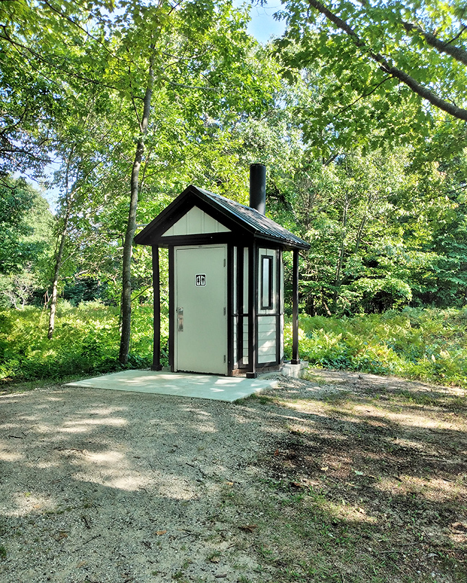 The Taj Mahal it's not, but when nature calls in nature, you'll appreciate this rustic throne room among the trees.