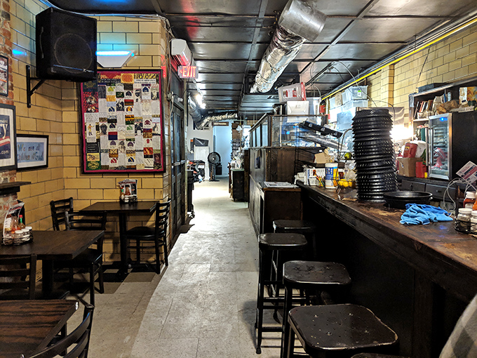 The narrow hallway and simple seating say "focus on the food"&mdash;advice you'll be glad you followed after the first bite. 