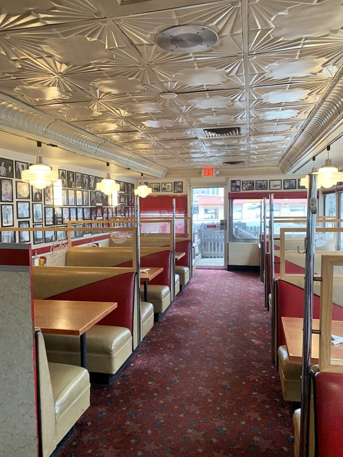 These booths aren't just seating&mdash;they're conversation incubators where great ideas and terrible jokes have equal opportunity to flourish under that spectacular ceiling.