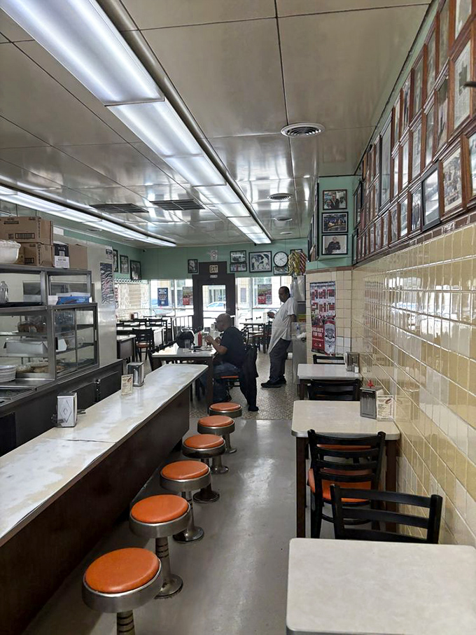 Democracy in dining form. These stools have supported the backsides of celebrities, autoworkers, and everyone in between&mdash;all equal in pursuit of Coney perfection. 