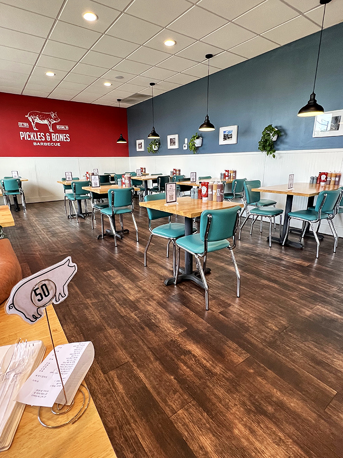 
These aren't just tables and chairs&mdash;they're front-row seats to one of Ohio's greatest culinary performances. The minimalist design keeps the focus where it belongs: on the food. 