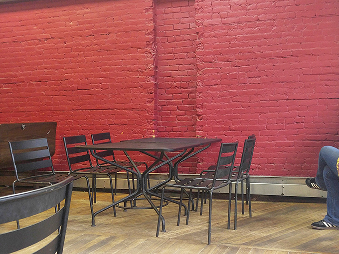 The red brick wall isn't just structural&mdash;it's a canvas against which countless food memories have been made over decades of satisfied diners.