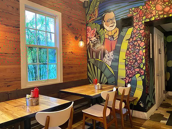 Hemingway would approve of this corner table beneath his colorful portrait&mdash;the perfect spot to pen your next great American novel or just enjoy your eggs Benedict. 