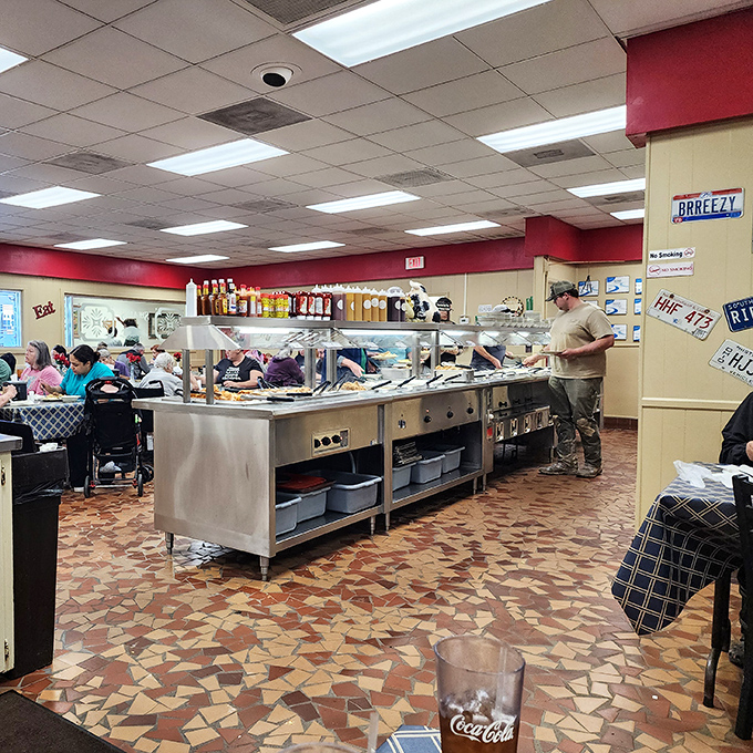 The self-service station where patience is tested and plates are piled high. A barbecue obstacle course worth navigating.