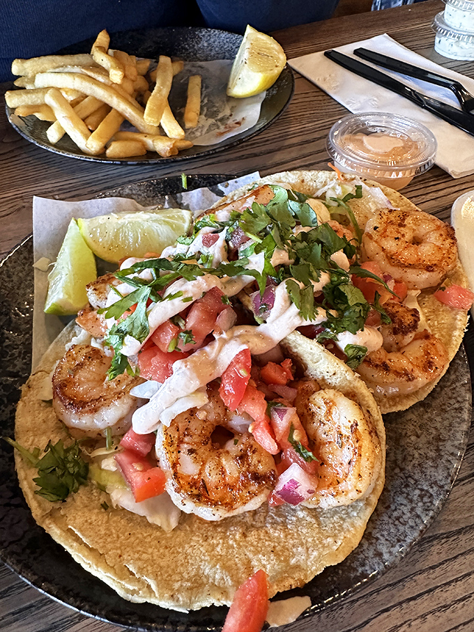 These shrimp tacos aren't just a meal&mdash;they're a California dream, where perfectly seasoned crustaceans meet fresh toppings in tortilla harmony.