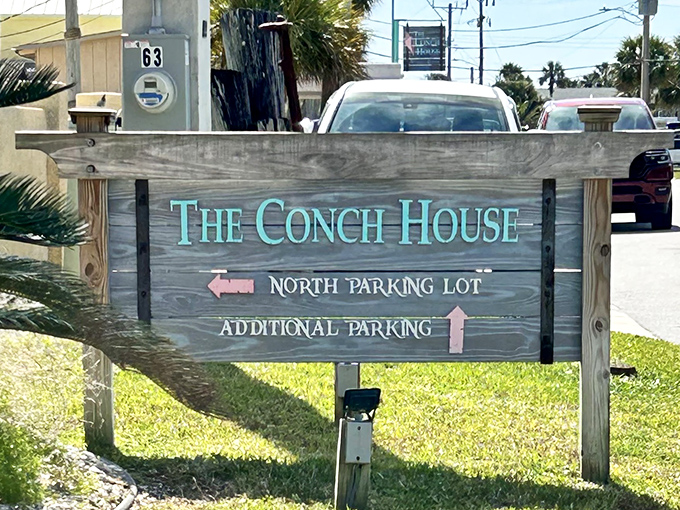 Even the parking signs at Conch House maintain that old Florida charm&mdash;practical information delivered with weathered, salty style.