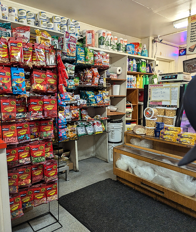 Chips, snacks, and sodas line the walls&mdash;the supporting cast to the star of the show: those magnificent sandwiches.