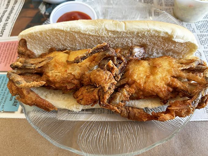 The soft shell crab sandwich isn't for the faint of heart&mdash;those legs hanging off the bread are a badge of authenticity.