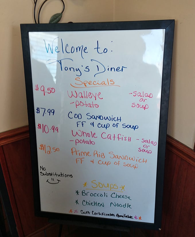 The specials board&mdash;where "diet starts tomorrow" decisions are made and walleye gets its moment in the spotlight alongside the soup du jour.