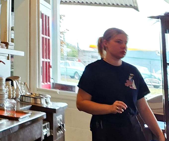 The staff at Fins keeps the diner tradition alive, where efficiency meets friendliness in the time-honored dance of American service.