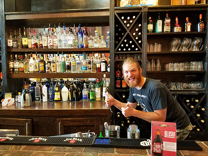 The thumbs-up says it all&mdash;when your bartender is this happy, you know you've found the right place to unwind.