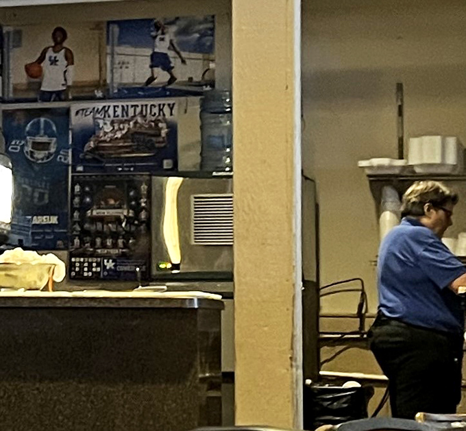 UK pride runs deep here, from the walls to the hearts of staff and patrons alike. Wildcats memorabilia creates a shrine to local sports passion.