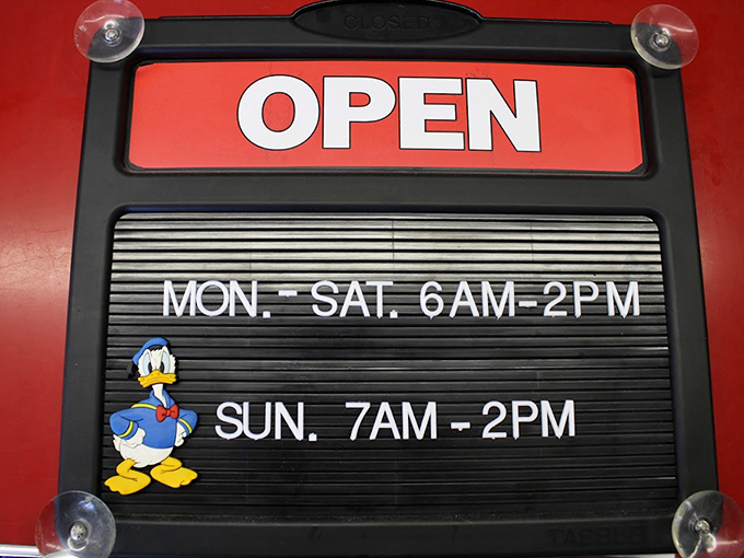 Hours that respect the sanctity of breakfast and lunch without trying to be all things to all people. Even Donald Duck approves.