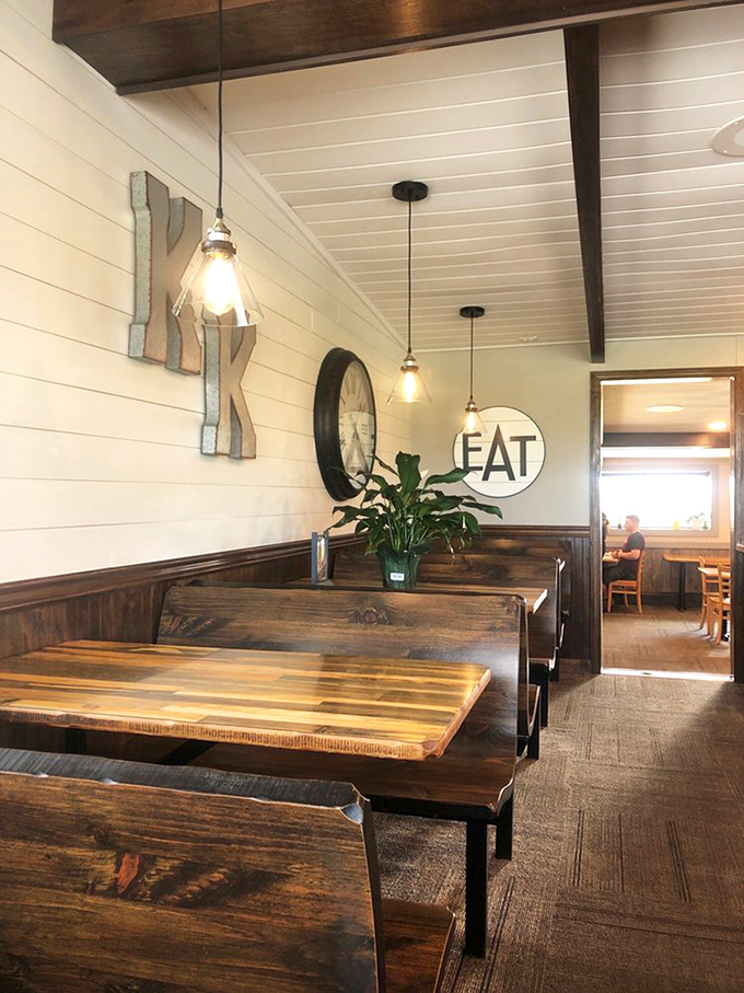 Wooden booths polished by generations of elbows tell stories of family meals, first dates, and countless cups of coffee.