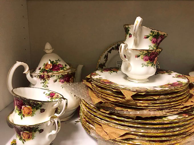 This floral tea set has probably witnessed countless conversations, celebrations, and confidences shared over steaming cups of Earl Grey through the decades.