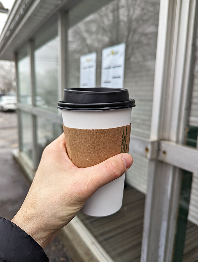 Coffee to go&mdash;because sometimes the greatest act of self-care is carrying liquid motivation into the Michigan morning.