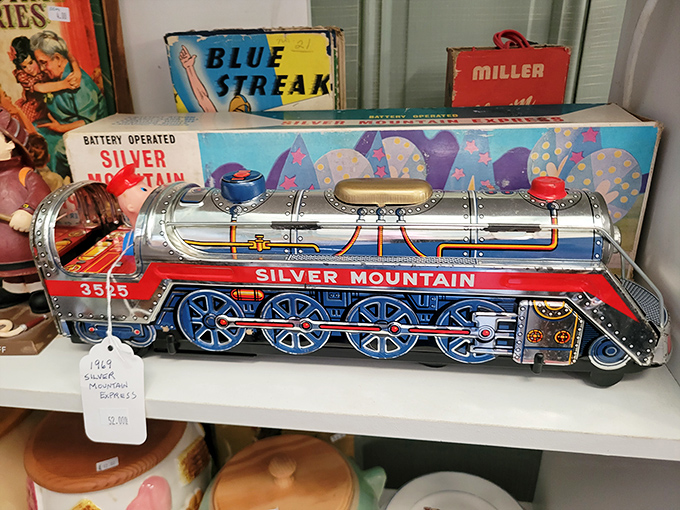 All aboard the nostalgia express! This vintage Silver Mountain toy train still has the power to delight children of all ages.