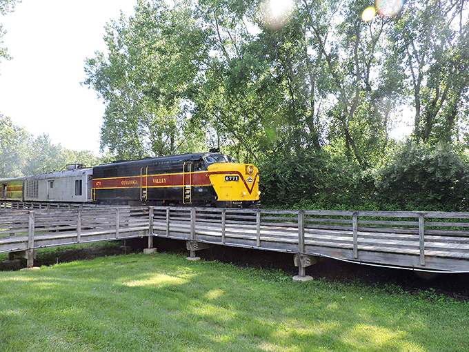 This isn't just any train&mdash;it's a rolling piece of American history, painted in colors bold enough to make a box of crayons jealous.