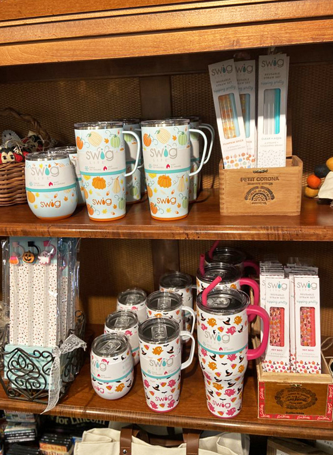Even new items find their place among the vintage treasures. These SWAG tumblers prove that "something we all get" can still be special.