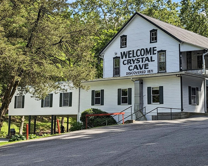 Welcome to Crystal Cave &ndash; the historic main building has been greeting underground explorers since Ulysses S. Grant was president.