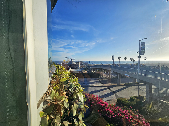 That view though! The Santa Monica Pier and Pacific Ocean create a backdrop that makes even mediocre food taste better &ndash; and the food here is far from mediocre.